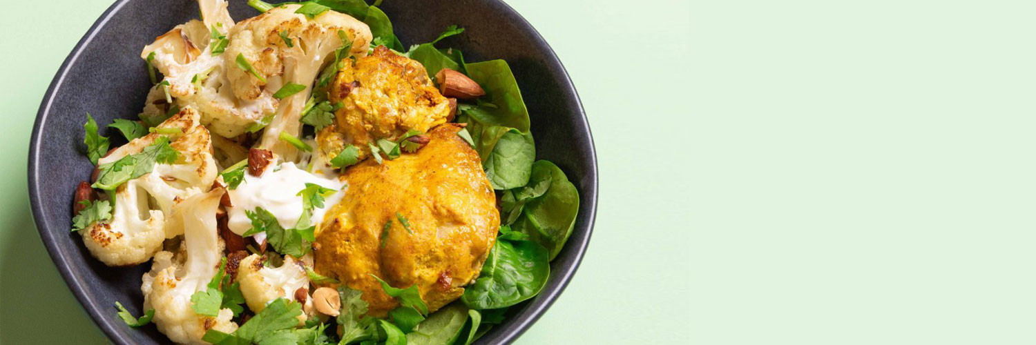 Tandoori Chicken with Roasted Cauliflower and Almonds - Cyclops Yoghurt