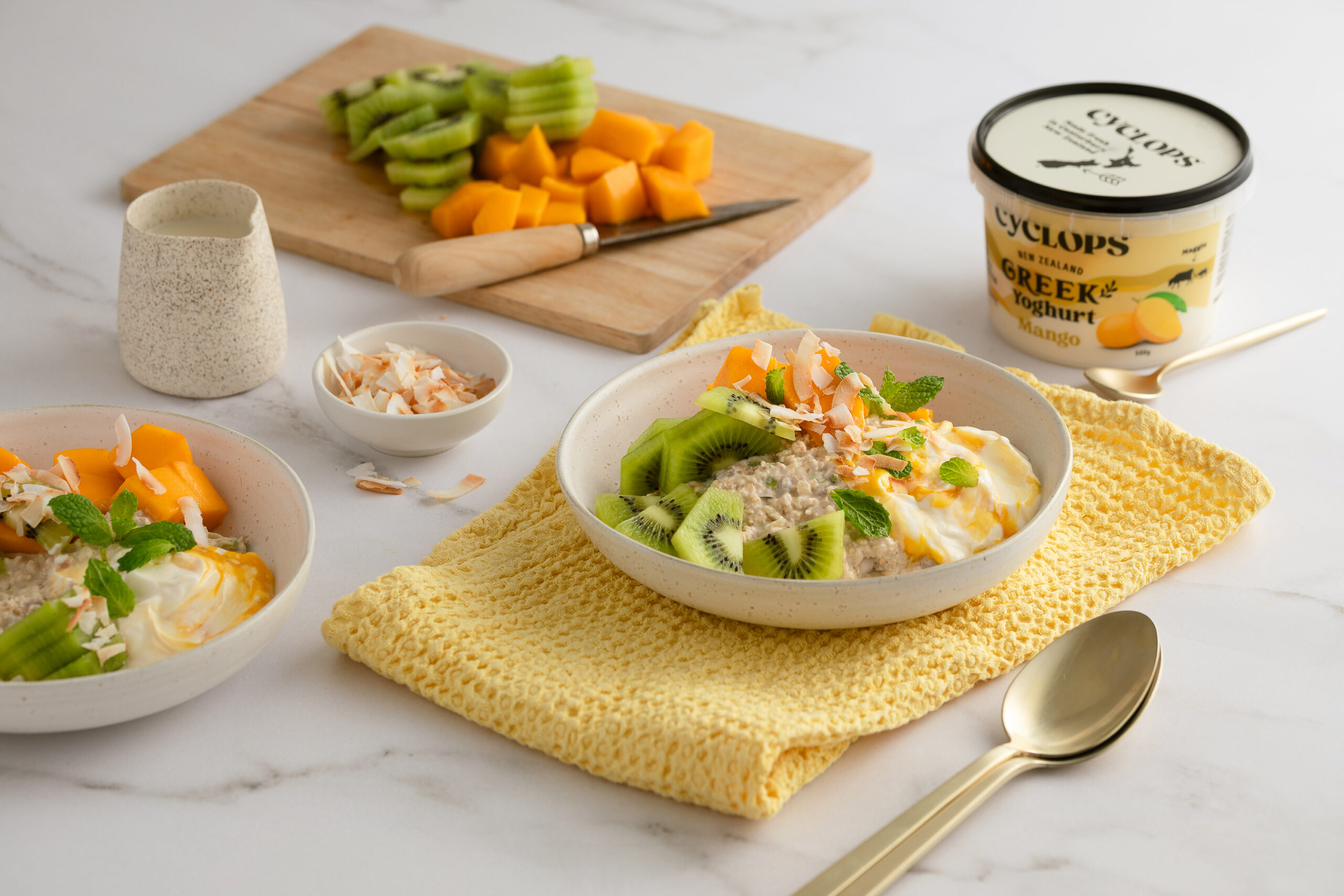 Mango Kiwi Bircher Muesli - Cyclops Yoghurt
